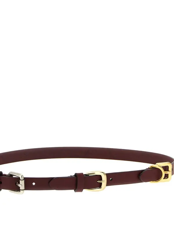 Etro Triple Buckle Leather Belt