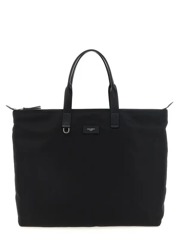 Dolce & Gabbana Logo Patch Shopping Bag - Black