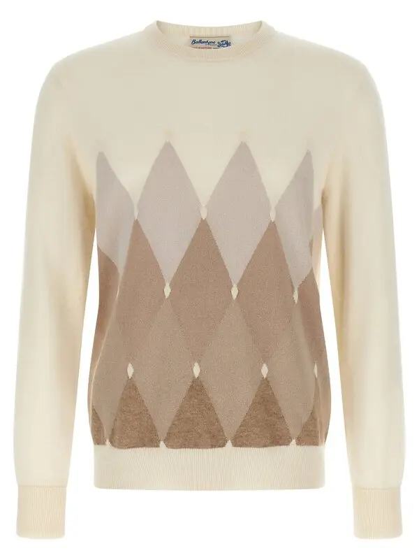BALLANTYNE Argyle Cashmere Sweater - Beige