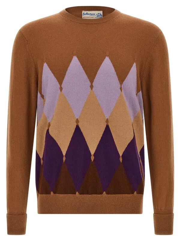 BALLANTYNE Argyle Cashmere Sweater - Brown