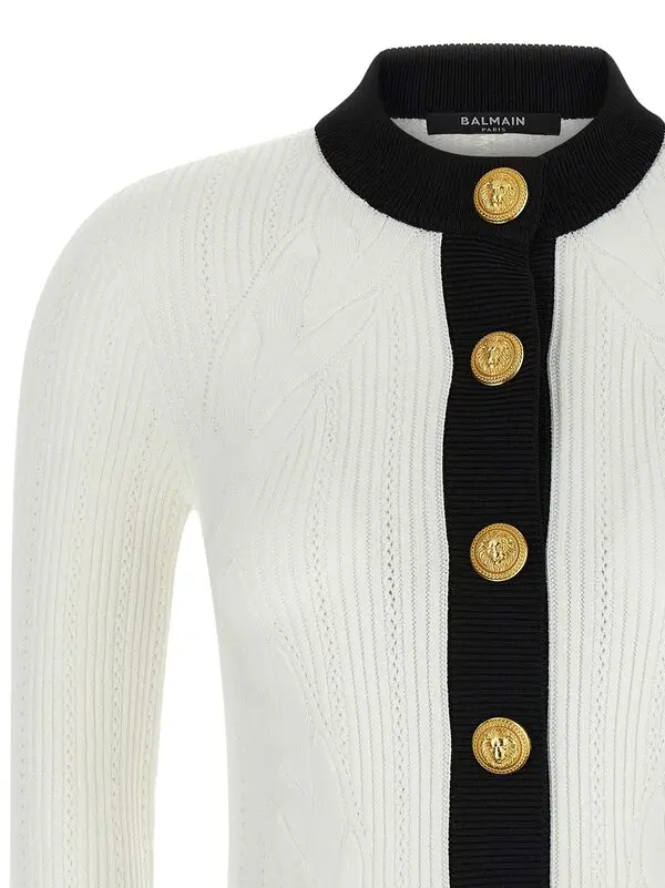 Balmain Two-tone Crocheted Cardigan