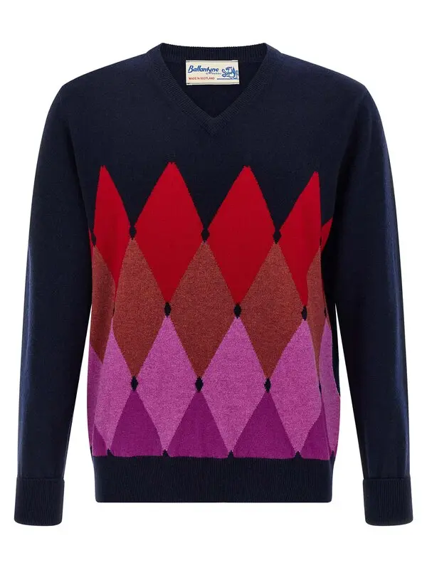 BALLANTYNE Argyle Cashmere Sweater - Blue