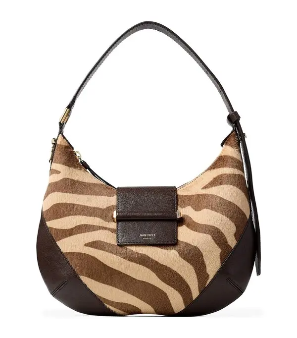 JIMMY CHOO Small Bar Pony Hair And Leather Shoulder Bag - Beige