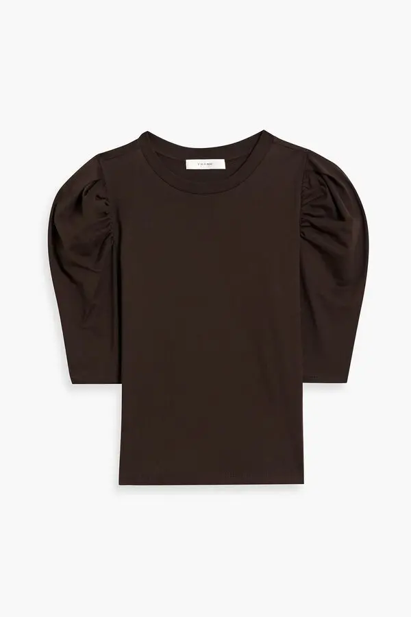 FRAME The Drape Cotton-jersey T-shirt - Dark Brown