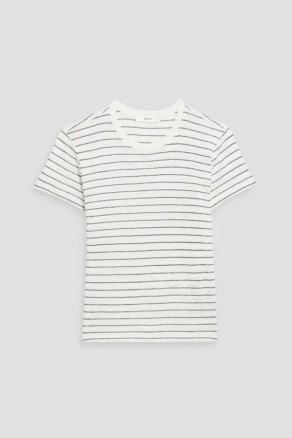 FRAME Striped Linen-jersey T-shirt