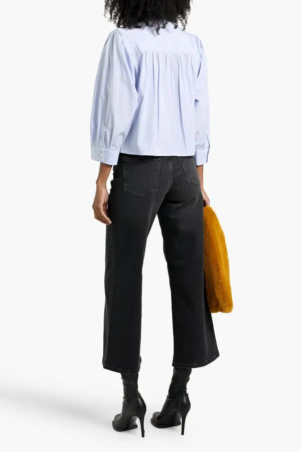 FRAME Striped Cotton-poplin Top