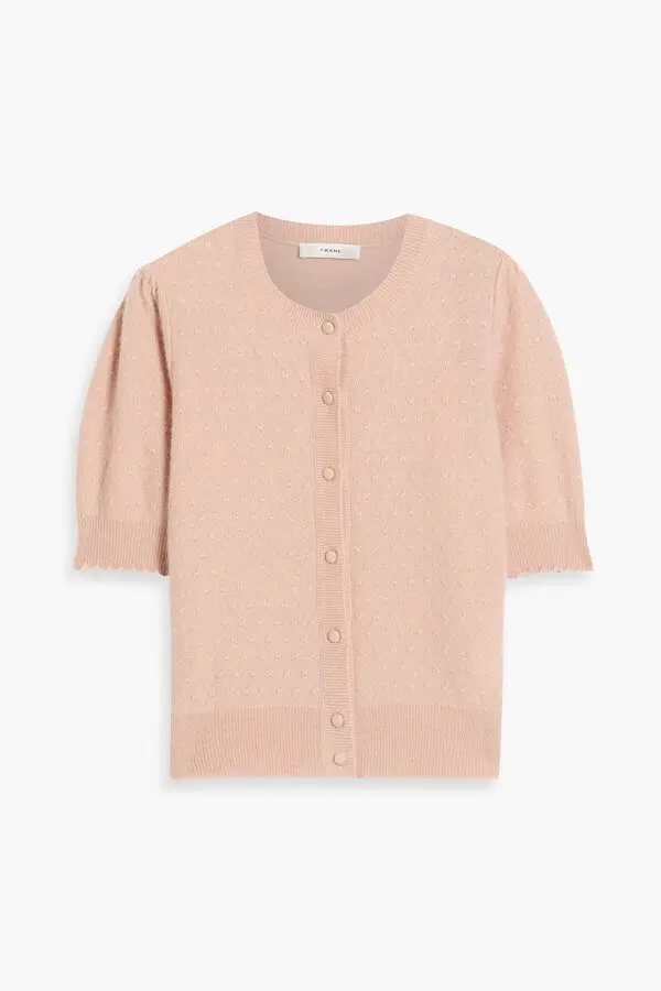 FRAME Pointelle-knit Cashmere Cardigan - Blush