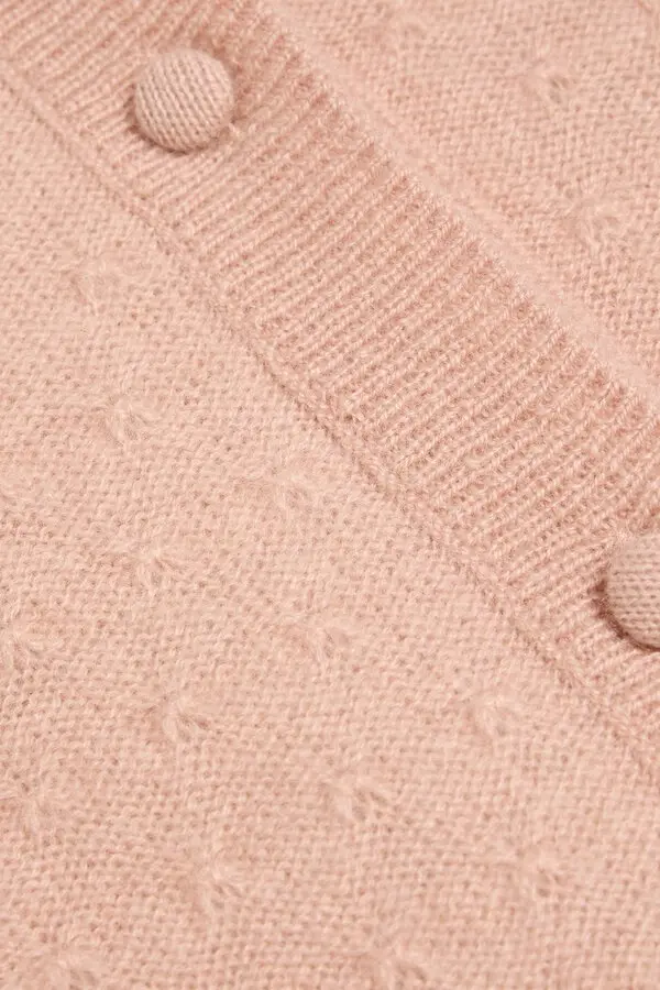 FRAME Pointelle-knit Cashmere Cardigan - Blush