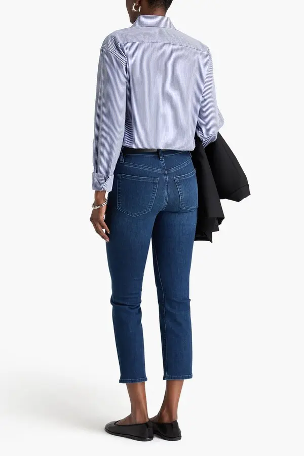 FRAME The Reboot Crop High-rise Bootcut Jeans - Dark Denim