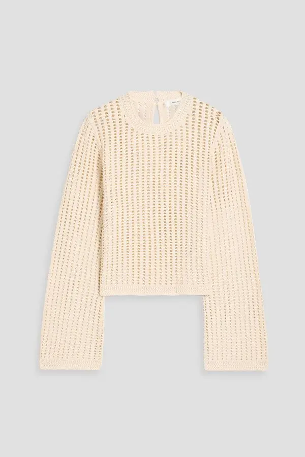 FRAME Crocheted Cotton Sweater - Cream