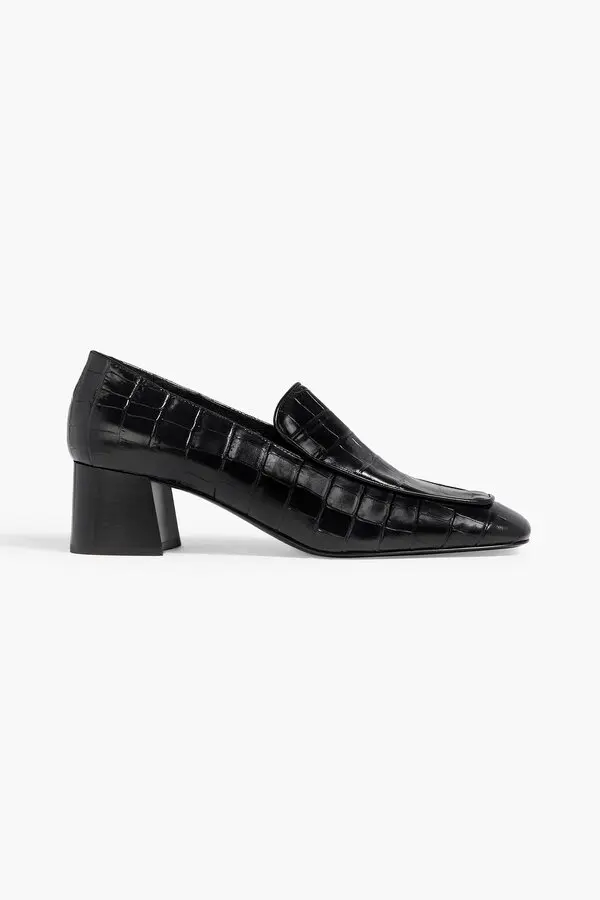 TOTEME Croc-effect Leather Loafers - Black