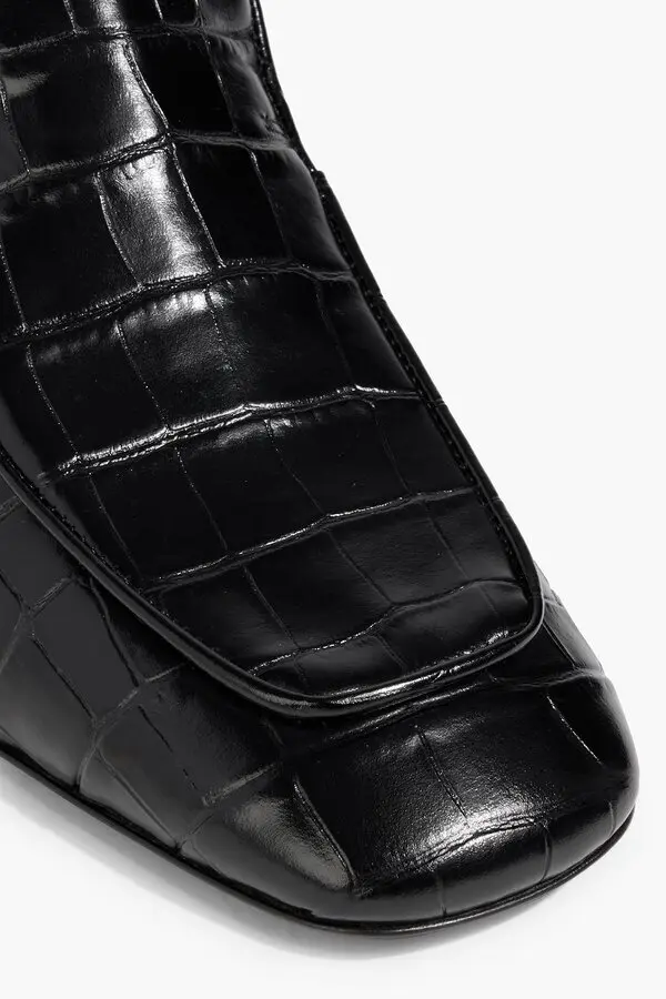 TOTEME Croc-effect Leather Loafers - Black