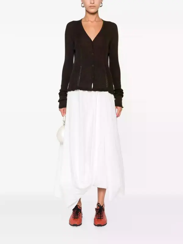 Cecilie Bahnsen Ribbed Ruffle-cuff Cardigan