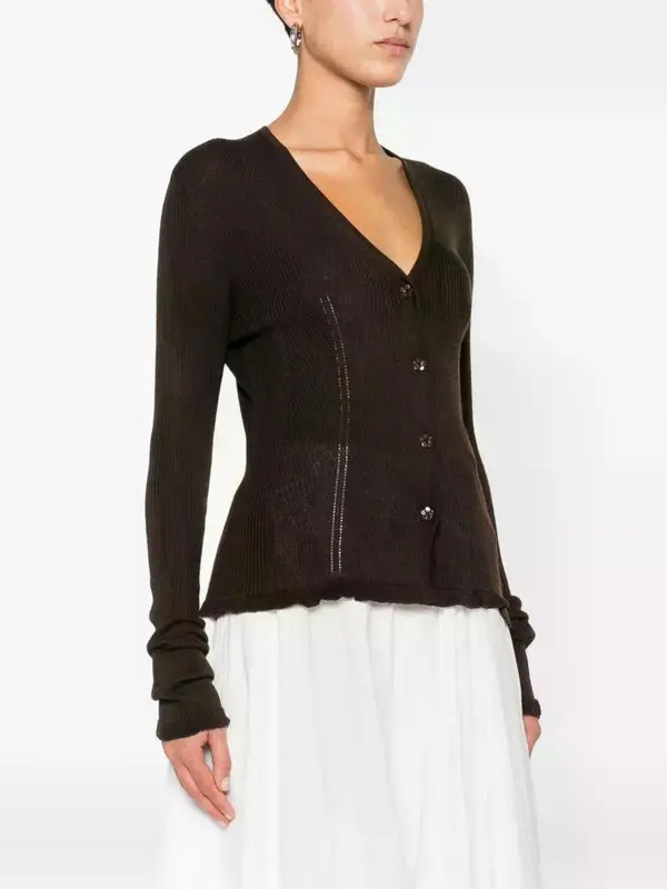 Cecilie Bahnsen Ribbed Ruffle-cuff Cardigan