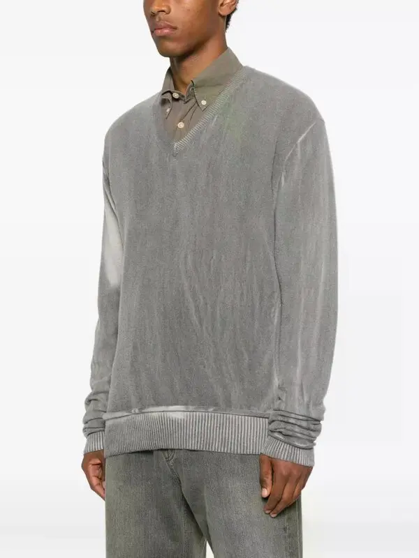 Our Legacy V-neck Ribbed-trim Sweater - Grey