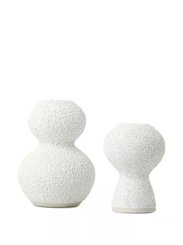 MARLOE MARLOE Lava + Bone Textured Candle Holders - White