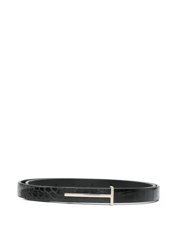 TOM FORD Crocodile-embossed T-buckle Belt - Black