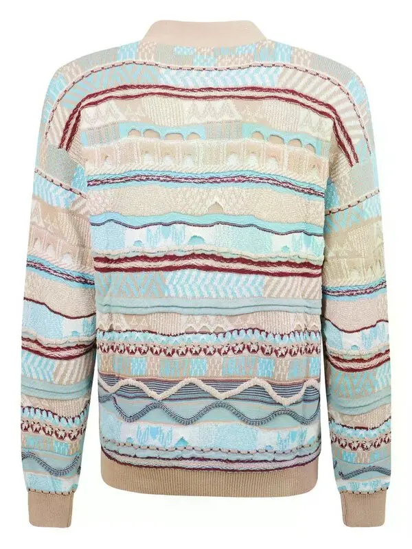 LANEUS Patterned Jacquard Cardigan - Blue