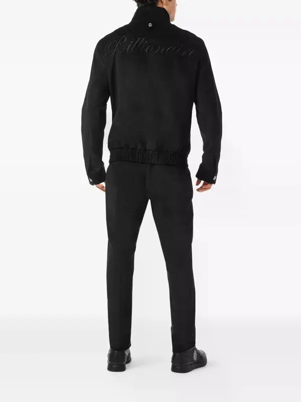 BILLIONAIRE Corduroy Zip-up Bomber Jacket - Black