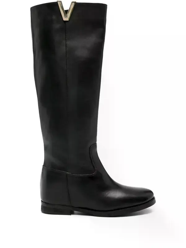 JULIE DEE V-detail Leather Boots