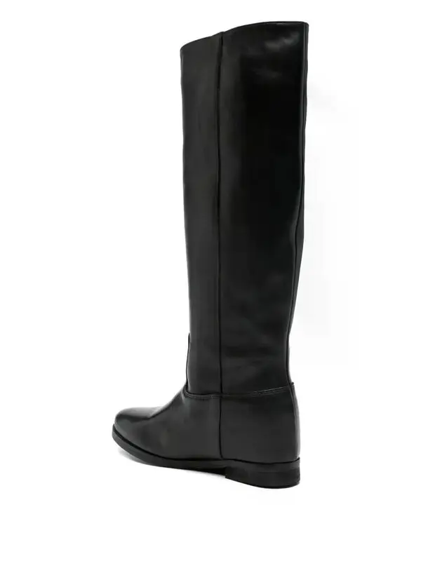 JULIE DEE V-detail Leather Boots