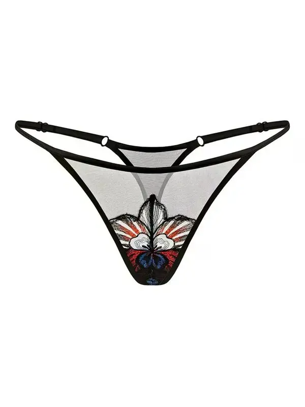ZHILYOVA Embroidered Mesh Thong - Blue