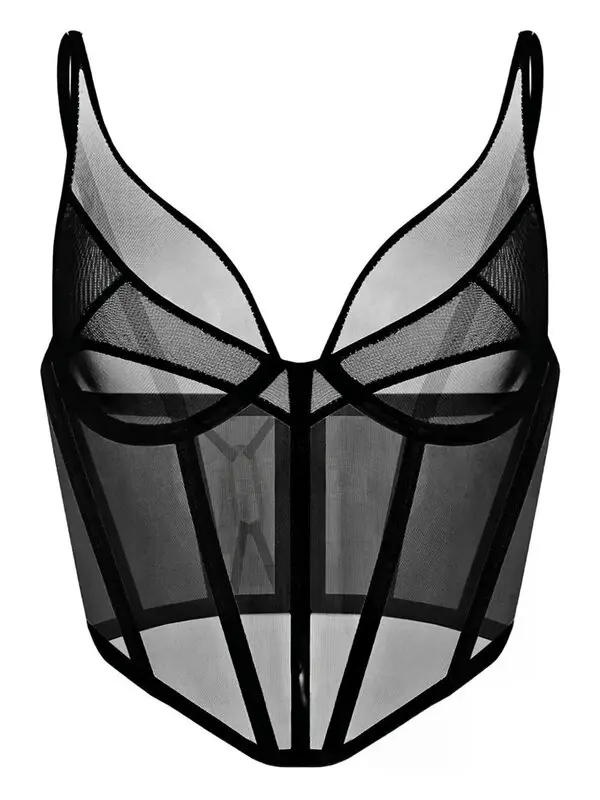 ZHILYOVA Mesh Panelled Corset - Black