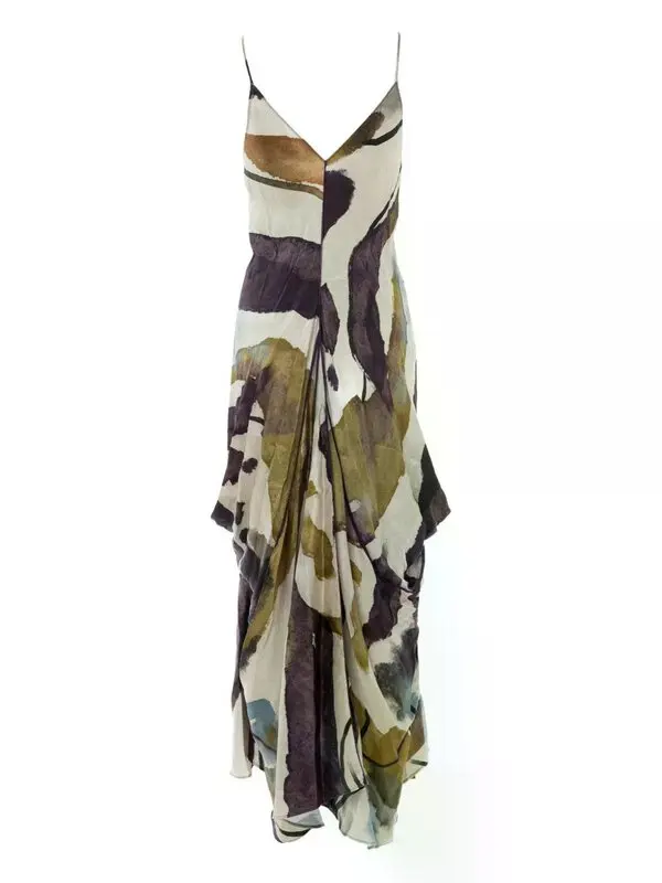 YANGKEHAN Abstract-print Ruffled Maxi Dress