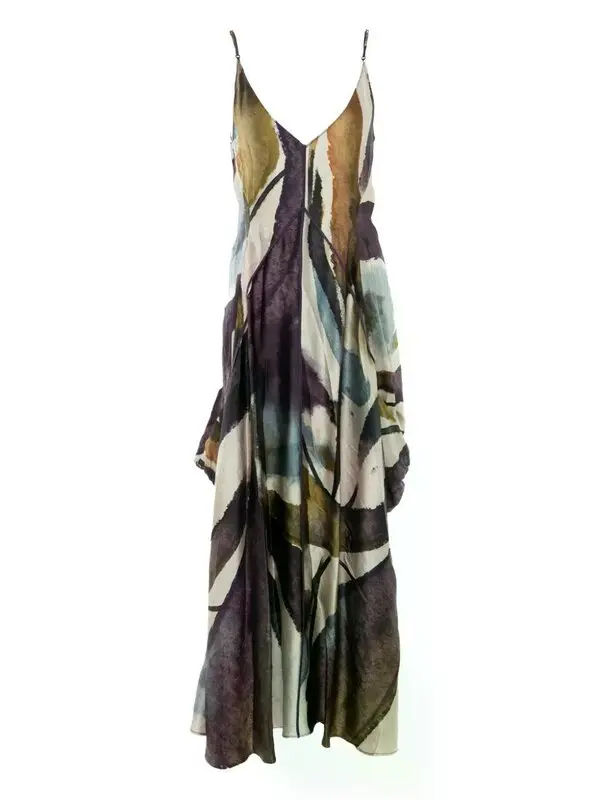YANGKEHAN Abstract-print Ruffled Maxi Dress