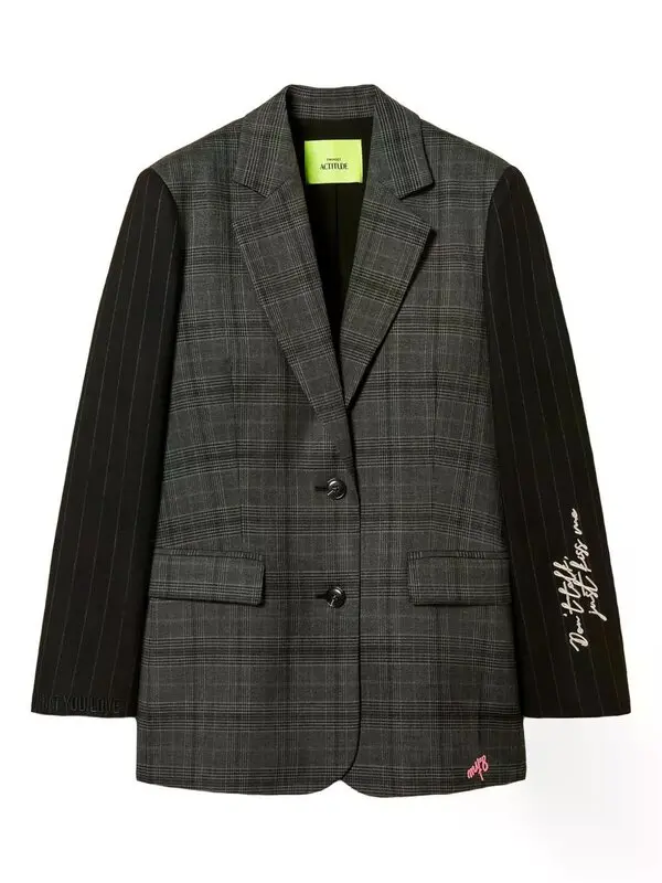 TWINSET Checked Pattern Embroidered-sleeve Blazer