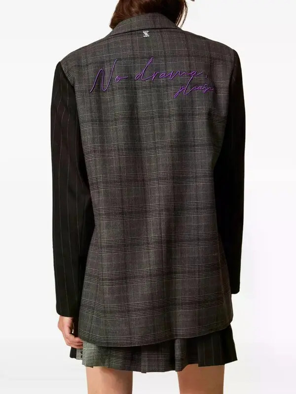 TWINSET Checked Pattern Embroidered-sleeve Blazer