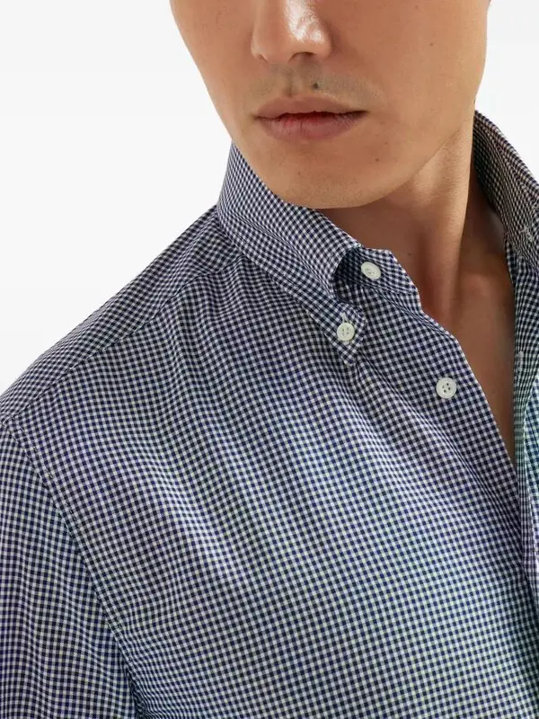Brunello Cucinelli Gingham-check Button-down Shirt