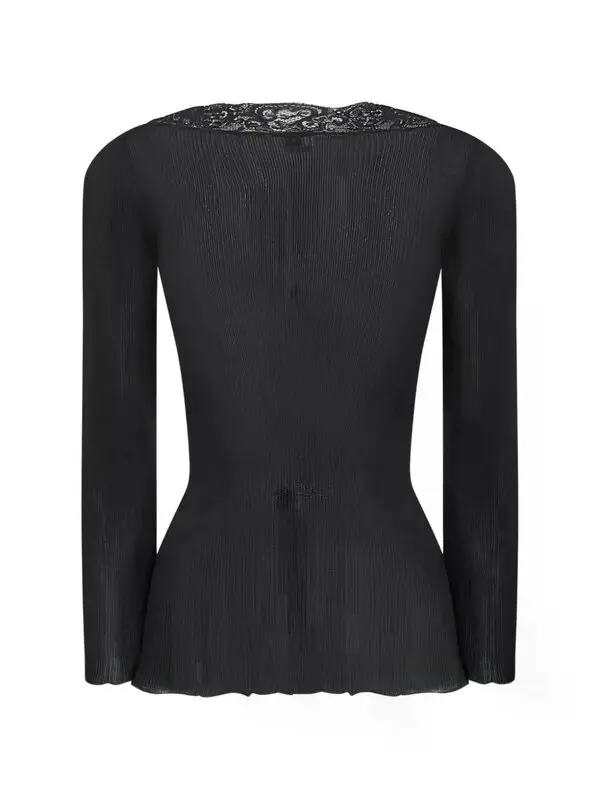 Saint Laurent Lace-trim Ribbed Cardigan