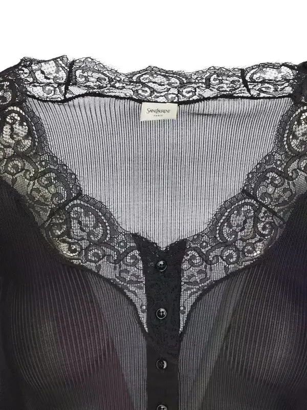 Saint Laurent Lace-trim Ribbed Cardigan