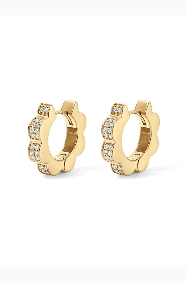 ETIQ Diamond And Jharokha Hoop Earrings - Gold