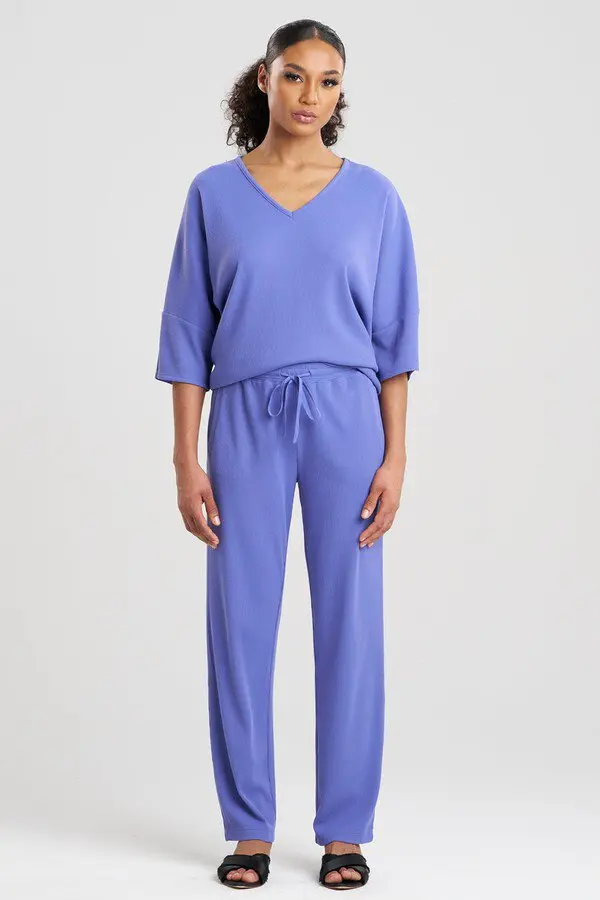 Natori Tranquility Waffle Tapered Pants - Blue
