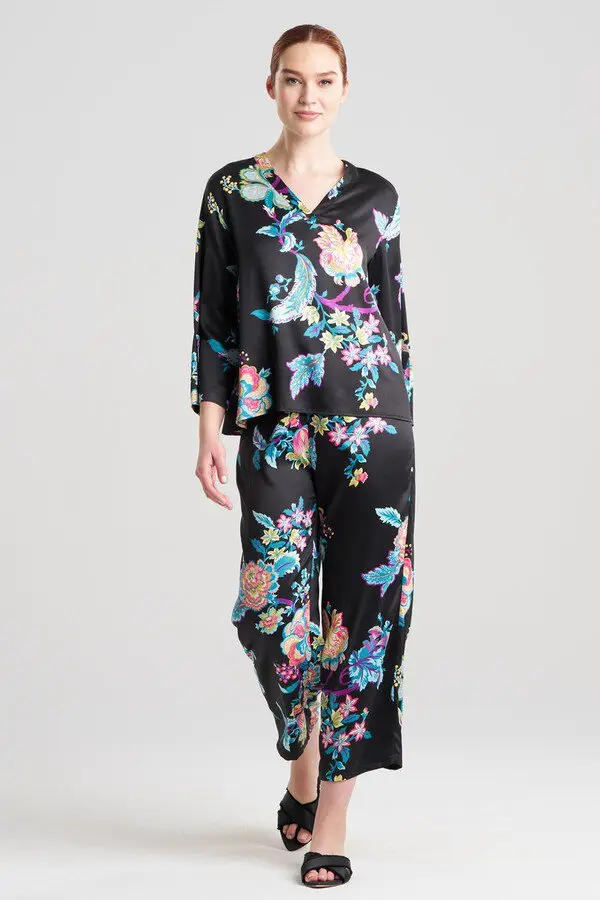 Natori Festival Satin V-neck Pj - Black