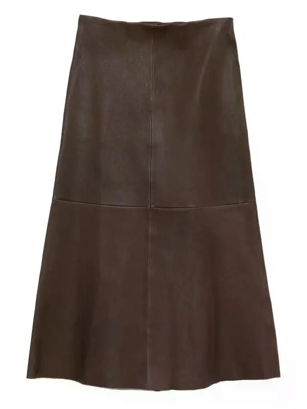 BY MALENE BIRGER A-line Lambskin Skirt - Brown