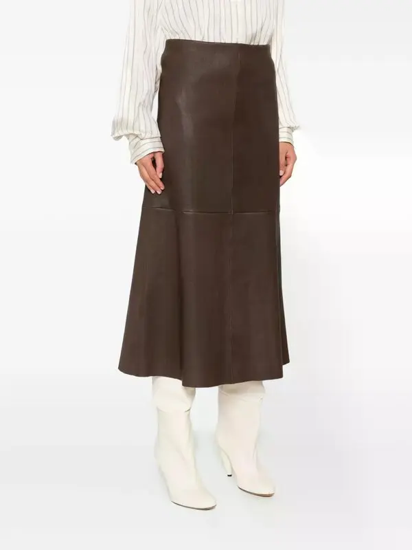 BY MALENE BIRGER A-line Lambskin Skirt - Brown
