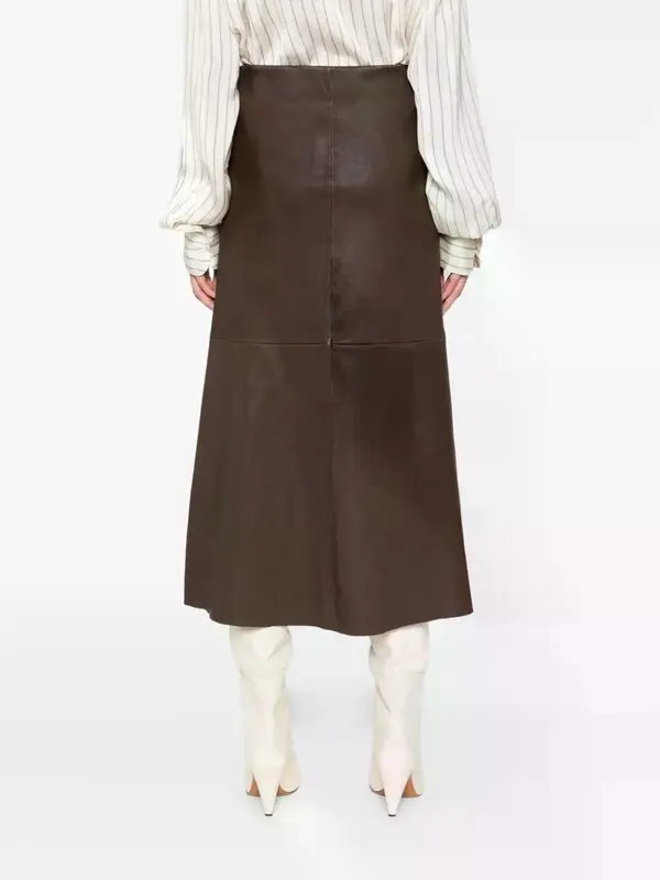BY MALENE BIRGER A-line Lambskin Skirt - Brown