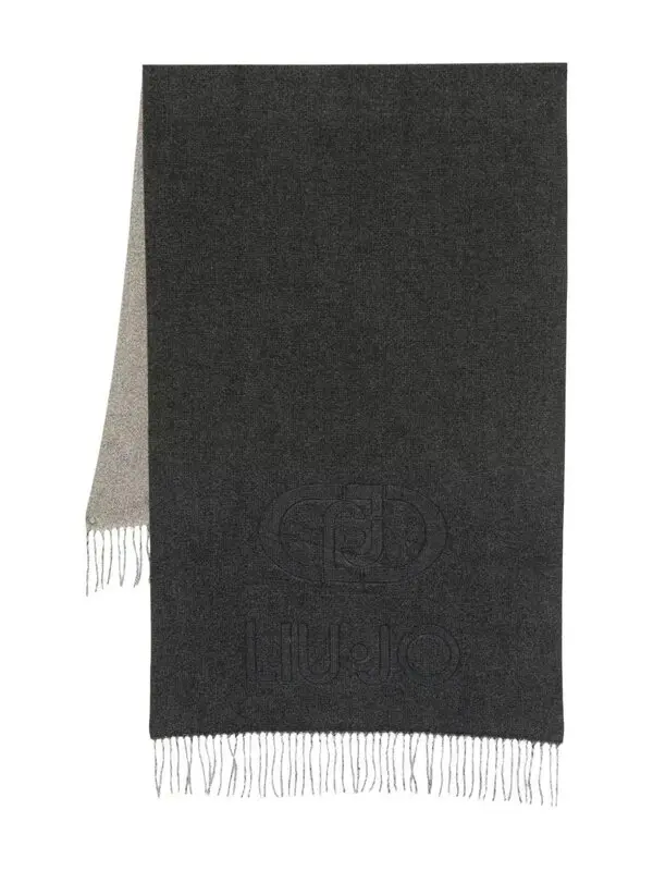 Liu Jo Logo-embroidered Fringe Scarf - Black