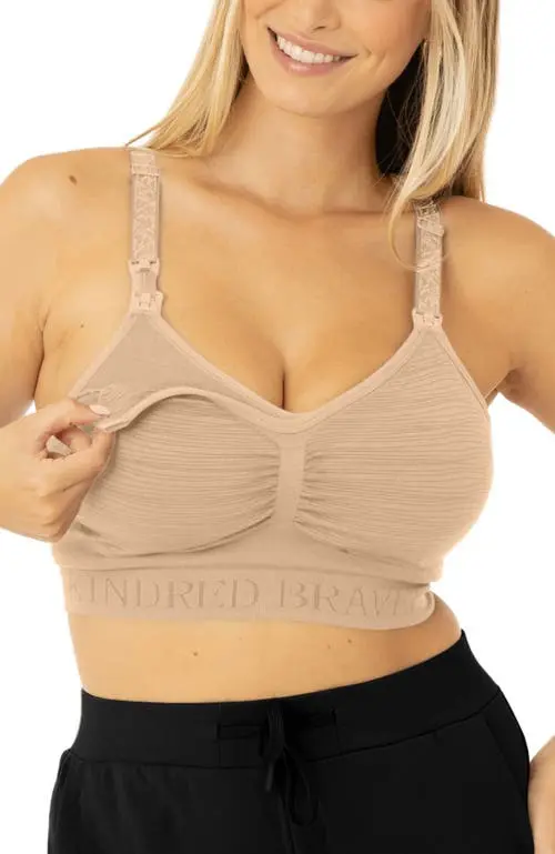 KINDRED BRAVELY Busty Sublime Hands-free Pumping & Nursing Bra -sizing Options From E-h Cup - Beige