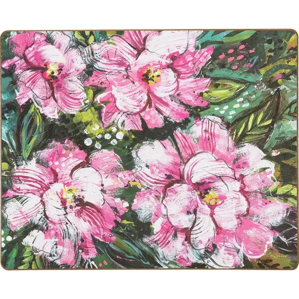 C&F HOME Peony Placemats, Set Of 6 Hardboard Floral Pattern Easy To Wipe - Pink