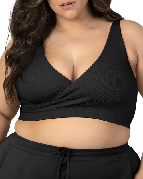 KINDRED BRAVELY Busty Sublime Adjustable Crossover Nursing & Lounge Bra -sizing Options From E-i Cup - Black