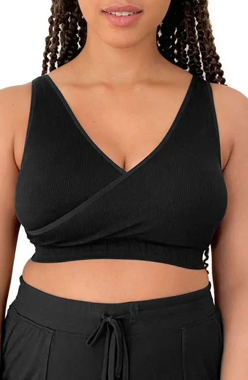 KINDRED BRAVELY Busty Sublime Adjustable Crossover Nursing & Lounge Bra -sizing Options From E-i Cup - Black