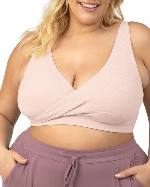 KINDRED BRAVELY Busty Sublime Adjustable Crossover Nursing & Lounge Bra -sizing Options From E-i Cup - Soft Pink