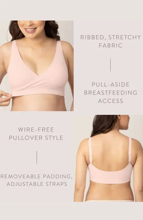 KINDRED BRAVELY Busty Sublime Adjustable Crossover Nursing & Lounge Bra -sizing Options From E-i Cup - Soft Pink