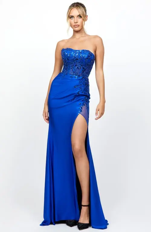 BARIANO Madeleine Strapless High Split Gown