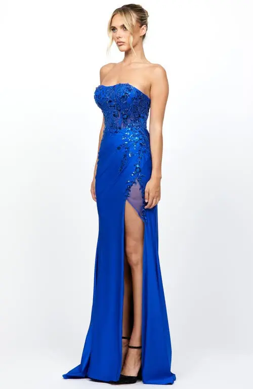 BARIANO Madeleine Strapless High Split Gown