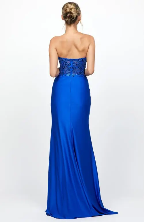 BARIANO Madeleine Strapless High Split Gown